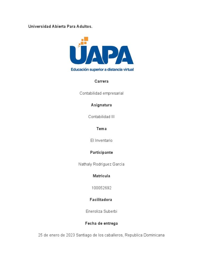 Tarea 1 de Contabilidad III | PDF | Contabilidad | Inventario