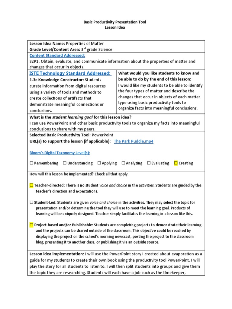 Basic Productvity Tools Lesson Plan | Download Free PDF | Learning ...