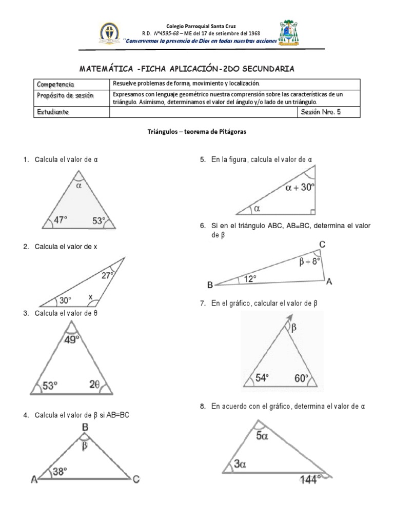 Ficha de Aplicacion Triangulos | PDF | Triángulo | Matemáticas