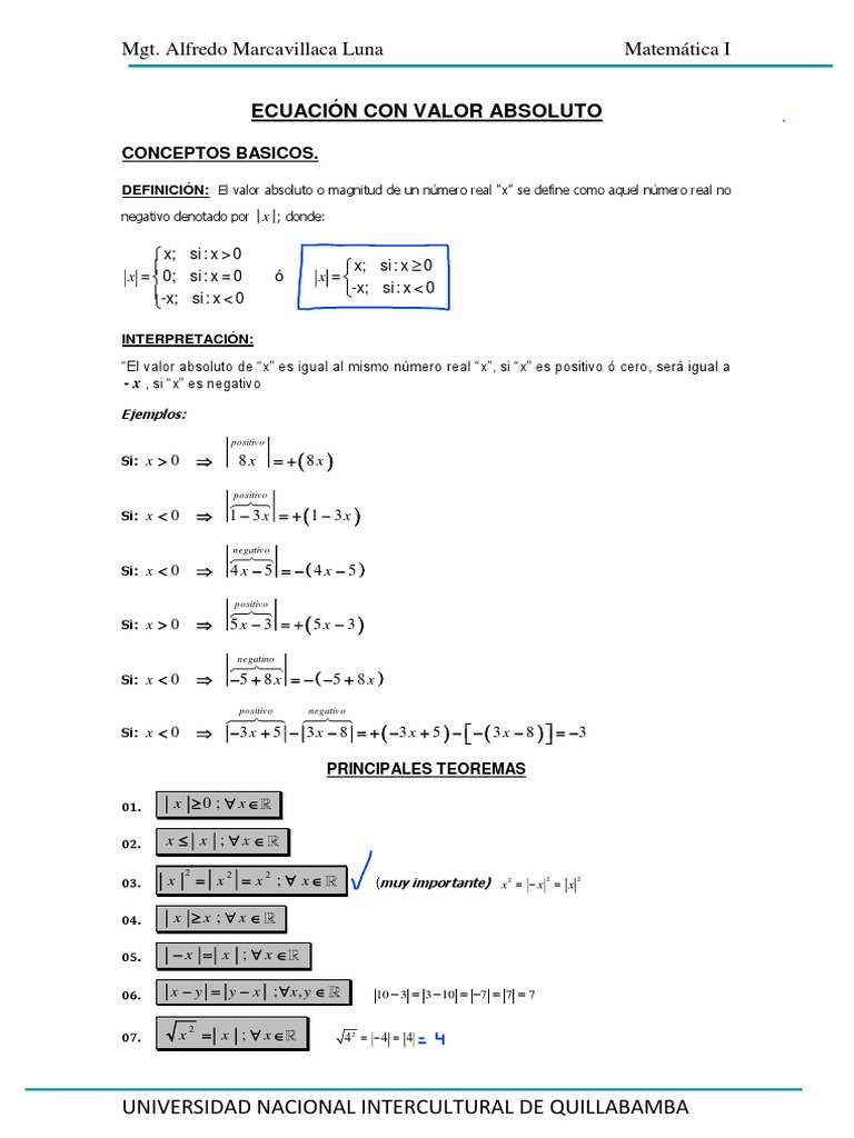 8 Ecuación Con Valor Absoluto 1 Pizarra | PDF | Ecuaciones | Número Real