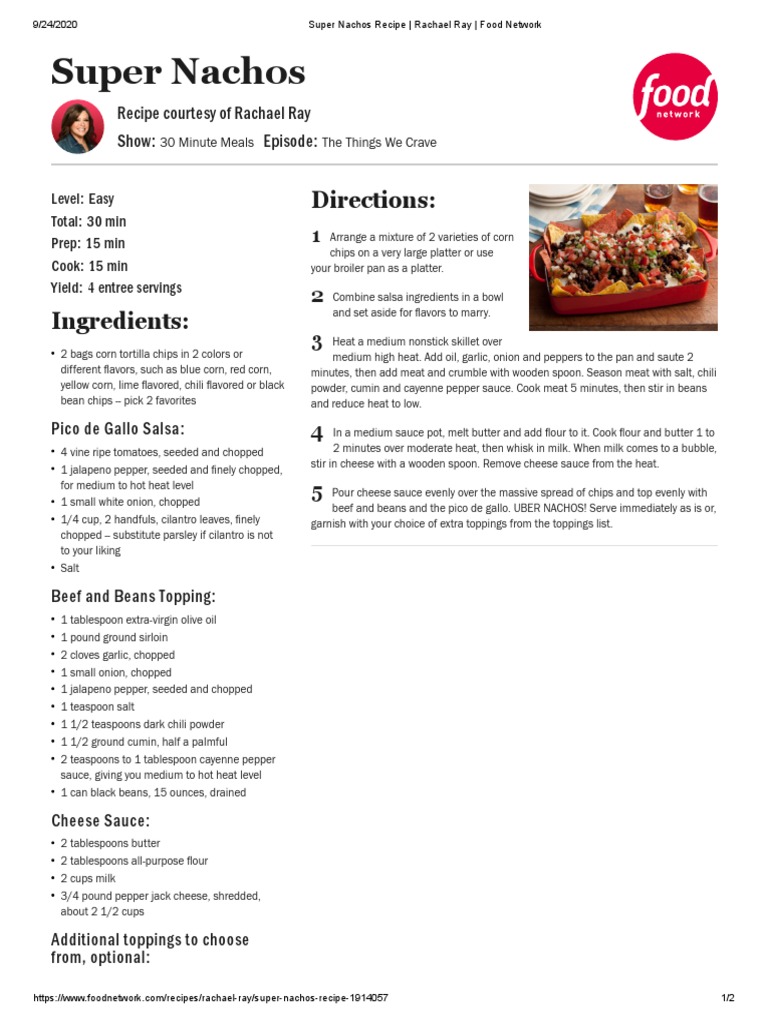 Super Nachos Recipe | PDF | Sauce | Foods