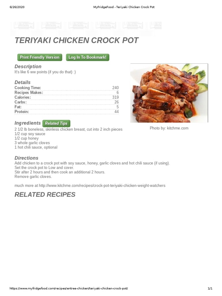 Teriyaki Chicken Crock Pot | PDF