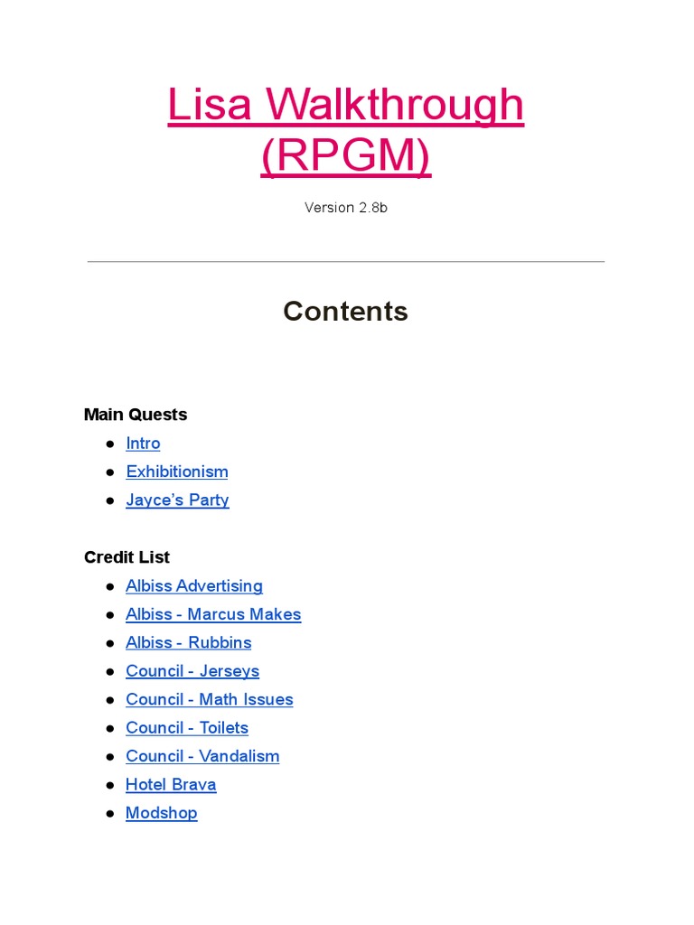 Lisa Walkthrough | PDF