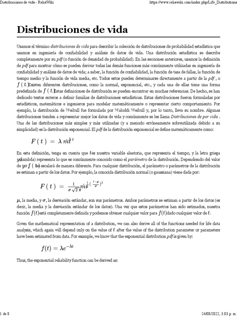 Distribuciones de Vida - ReliaWiki | PDF | Estadísticas | Teoría estadística