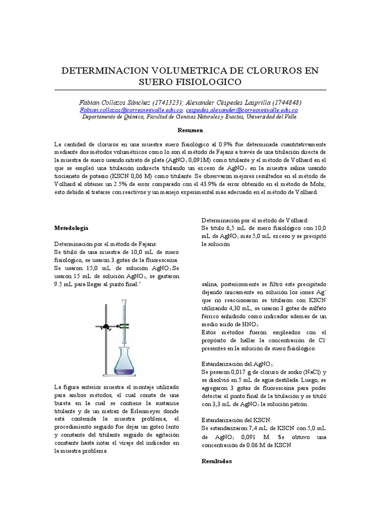 Informe Determinacion de Cloruros | PDF | Valoración | Química