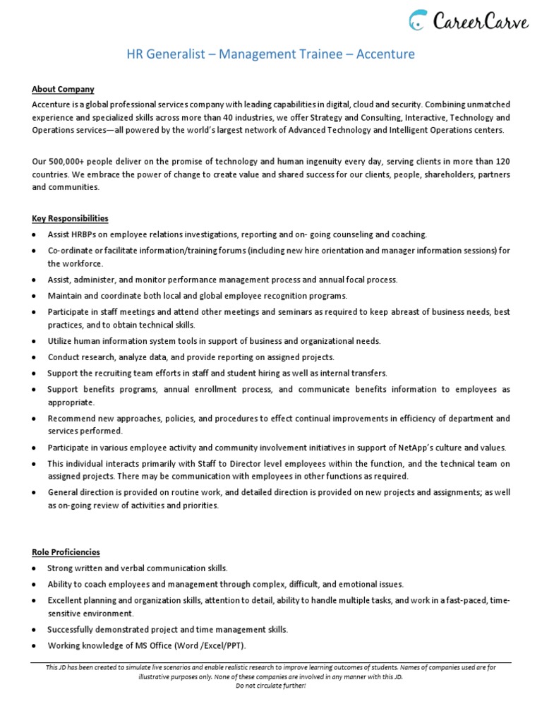 HR Generalist Accenture | PDF | Employment | Information