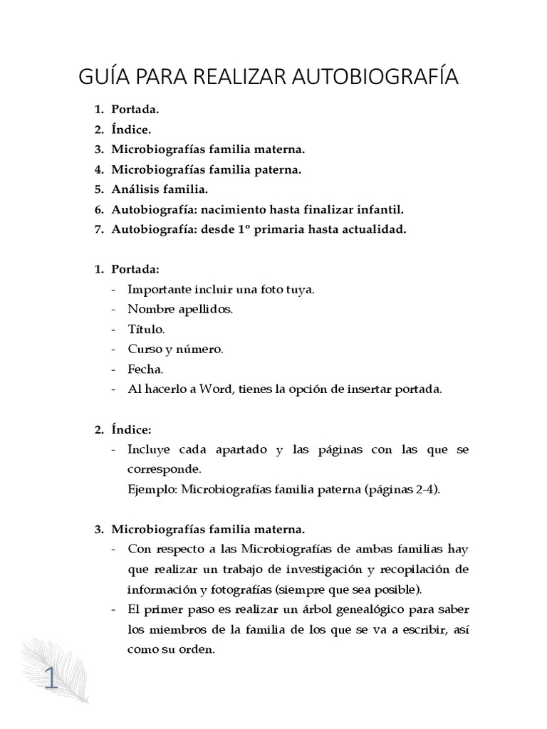 Guía para Realizar Autobiografía | PDF