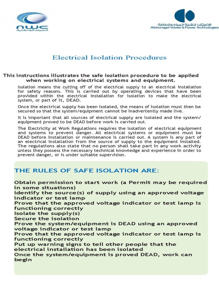 Safe Isolation Overview Notes 2019 Pdf