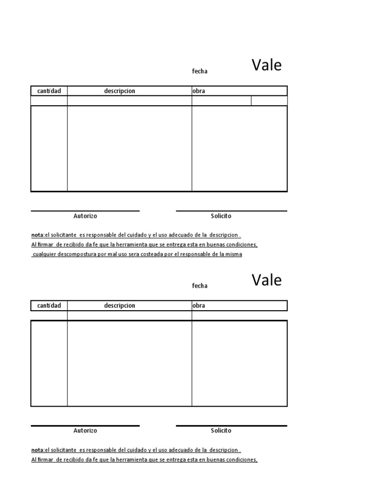 Vale Almacen 2020 | PDF