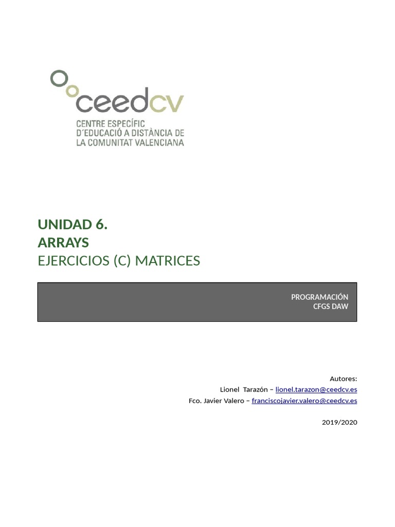 Ud6 Ejercicios C Matrices | PDF