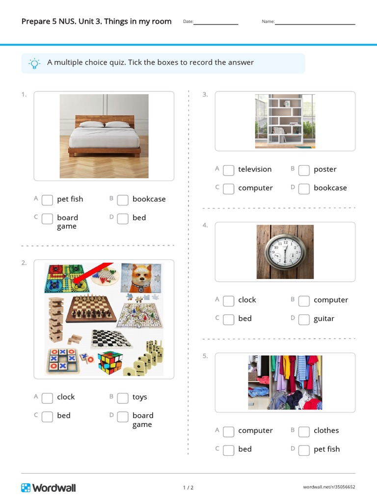 Prepare 5 Nus Unit 3 Things in My Room Explore A Series of Two Sided ...