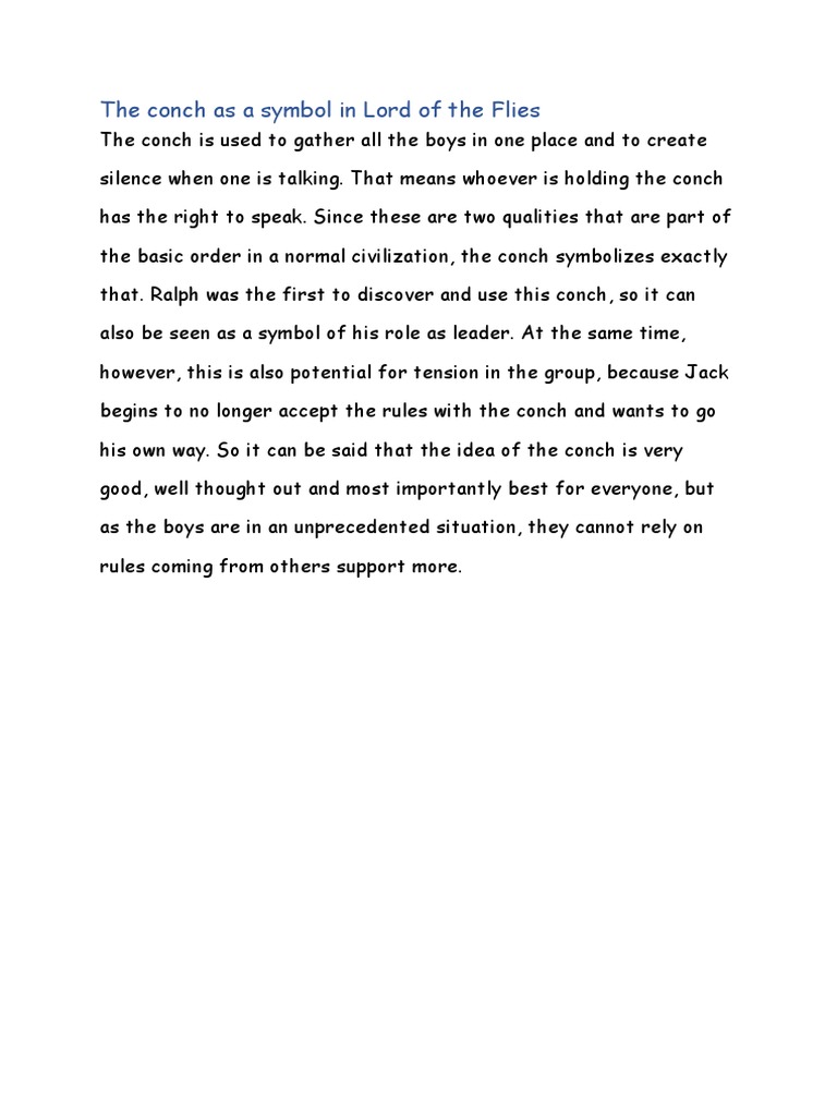 The Conch As A Symbol in Lord of The Flies | PDF