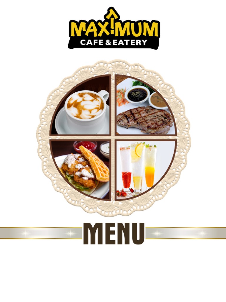 Maximum Cafe & Eatery Book Menu 2023 Sizes | PDF