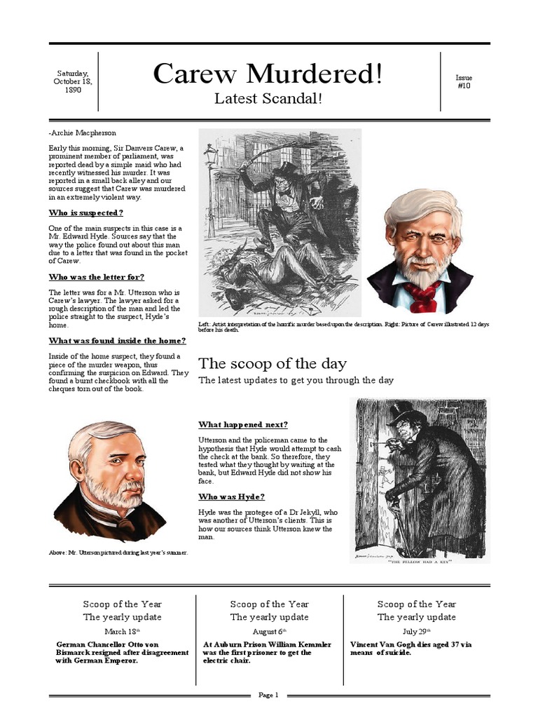 Jekyll and Hyde News Article | PDF | Strange Case Of Dr Jekyll And Mr Hyde