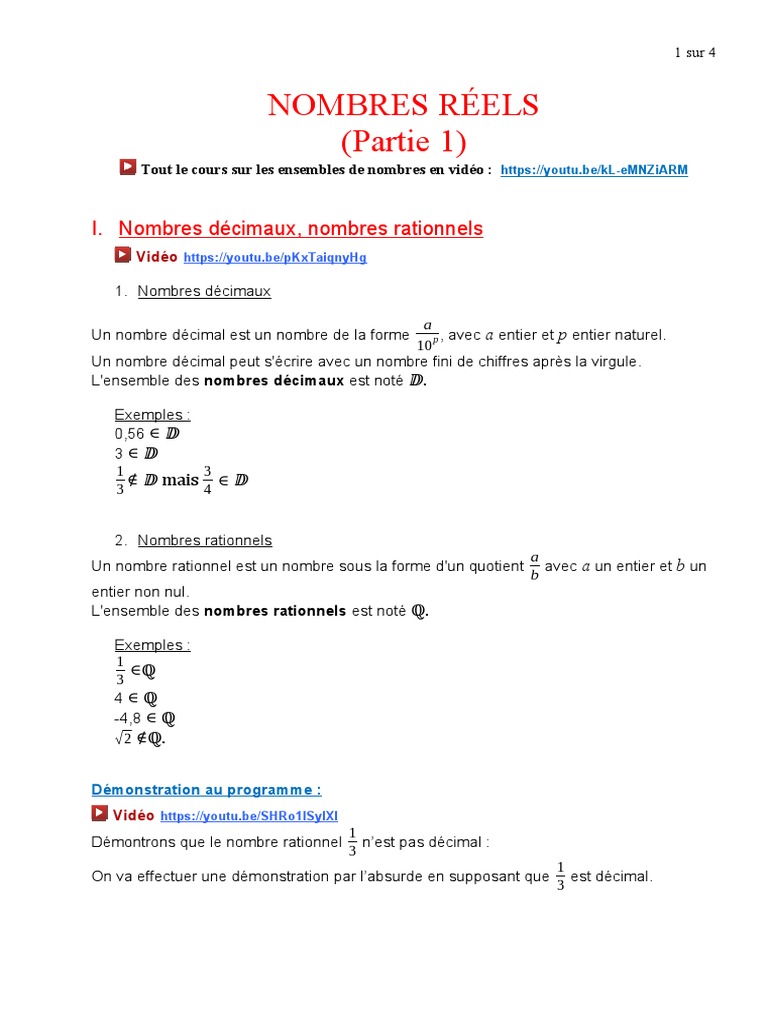 Nombres Reels | PDF | Nombre rationnel | Nombre réel