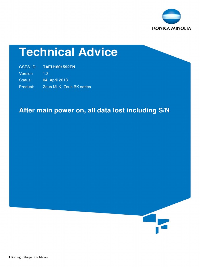 TAEU1801592EN - After Main Power On All Data Lost - 1.3 | PDF | Computer Hardware | Computer Science
