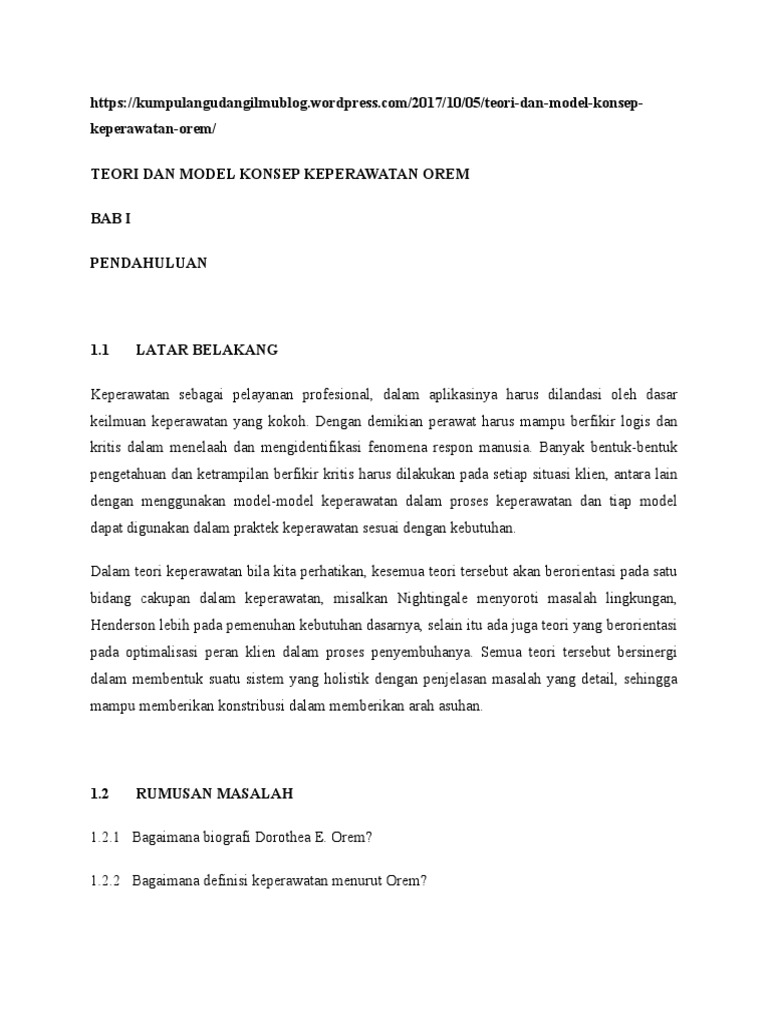 Teori Dan Model Konsep Keperawatan | PDF