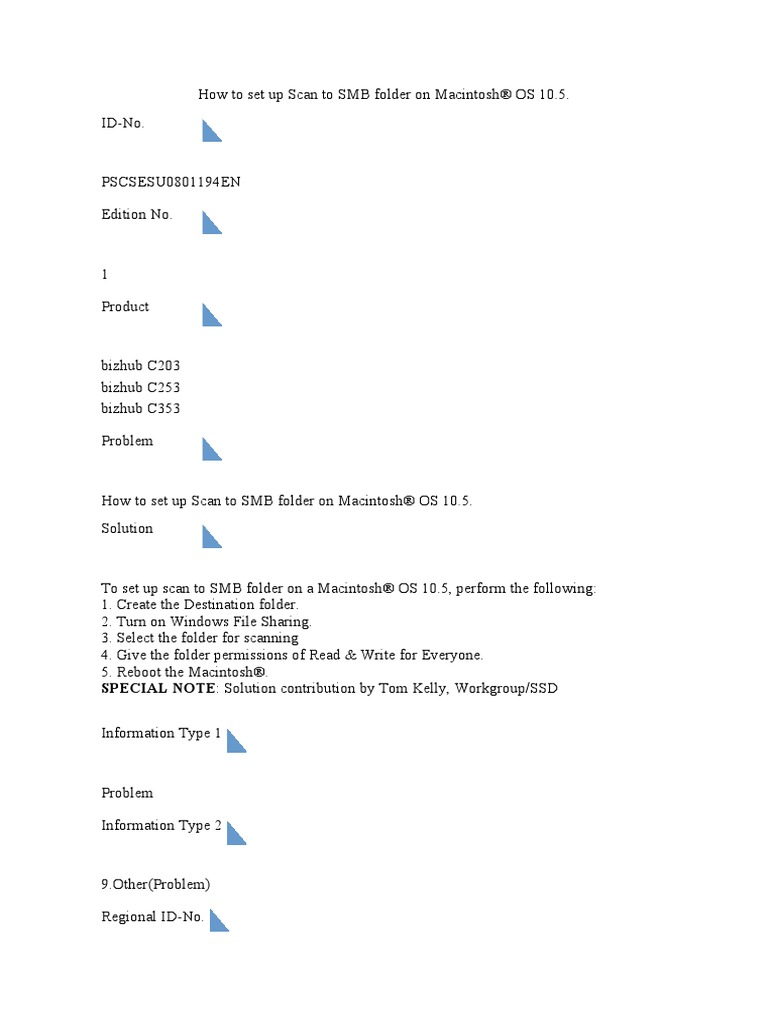 How To Set Up Scan To SMB Folder On Macintosh | PDF | Computers