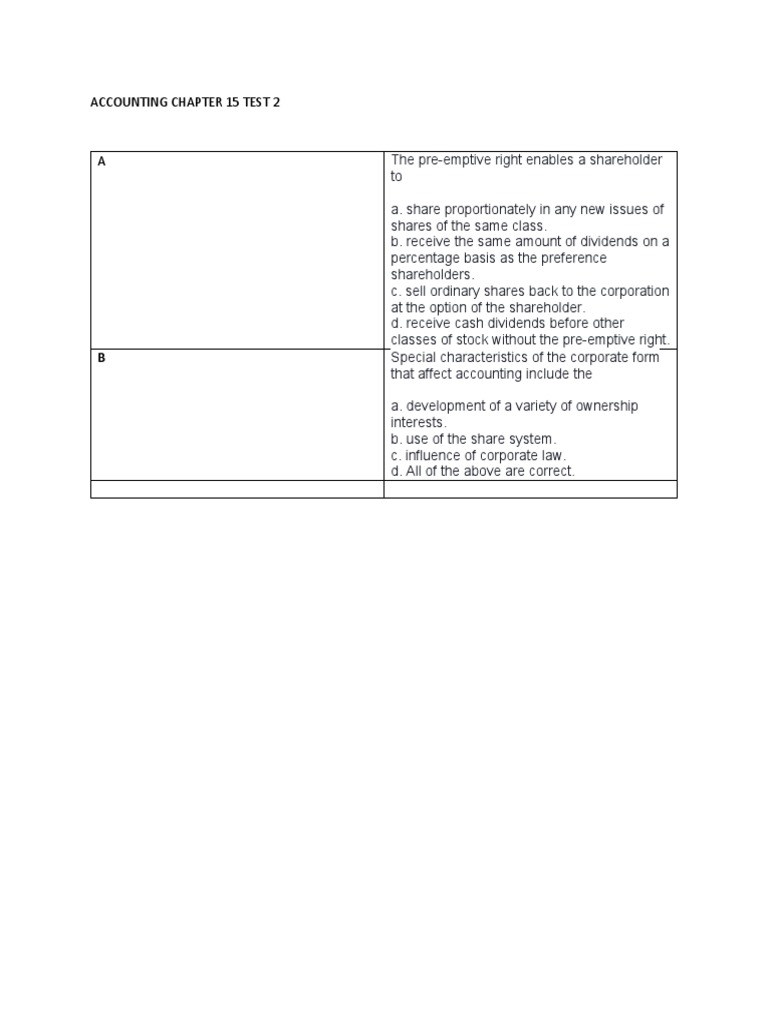 Accounting Chapter 15 Test 2 | PDF
