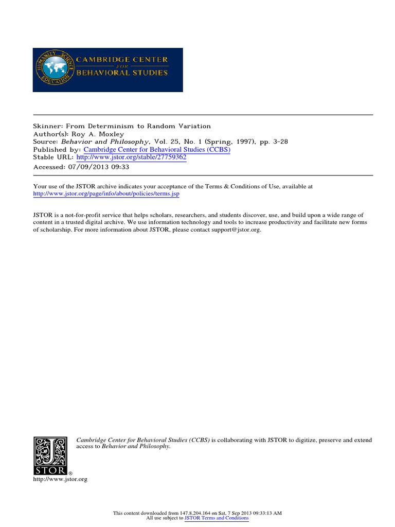 From Determinism To Random Variation | PDF | Behaviorism | Pragmatism