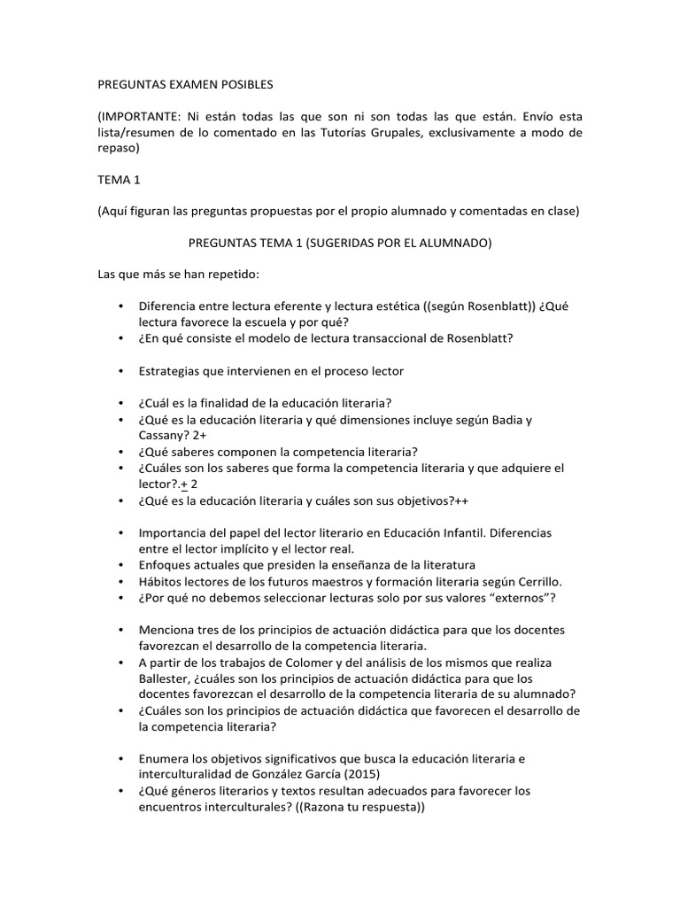 Preguntas Examen Posibles Tema 1 | PDF | Enseñando | Modificación de comportamiento