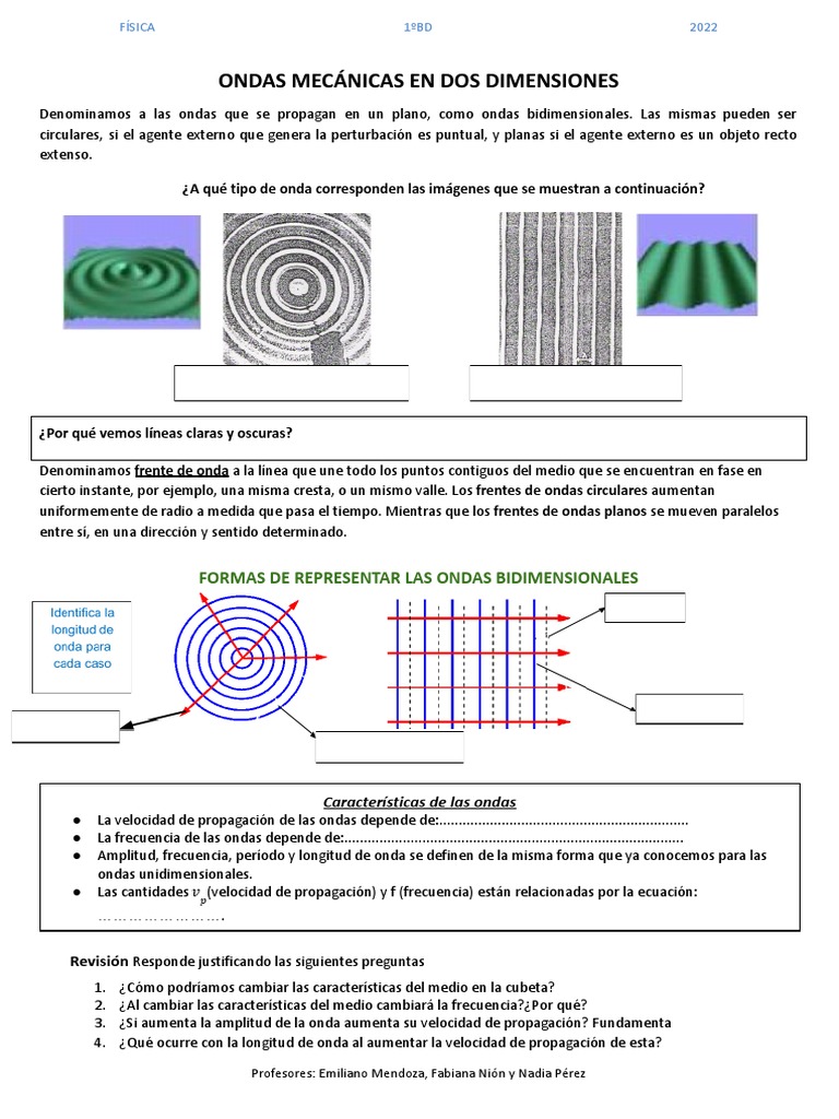 Hoja De Trabajo Sobre Las Propiedades De Las Ondas
