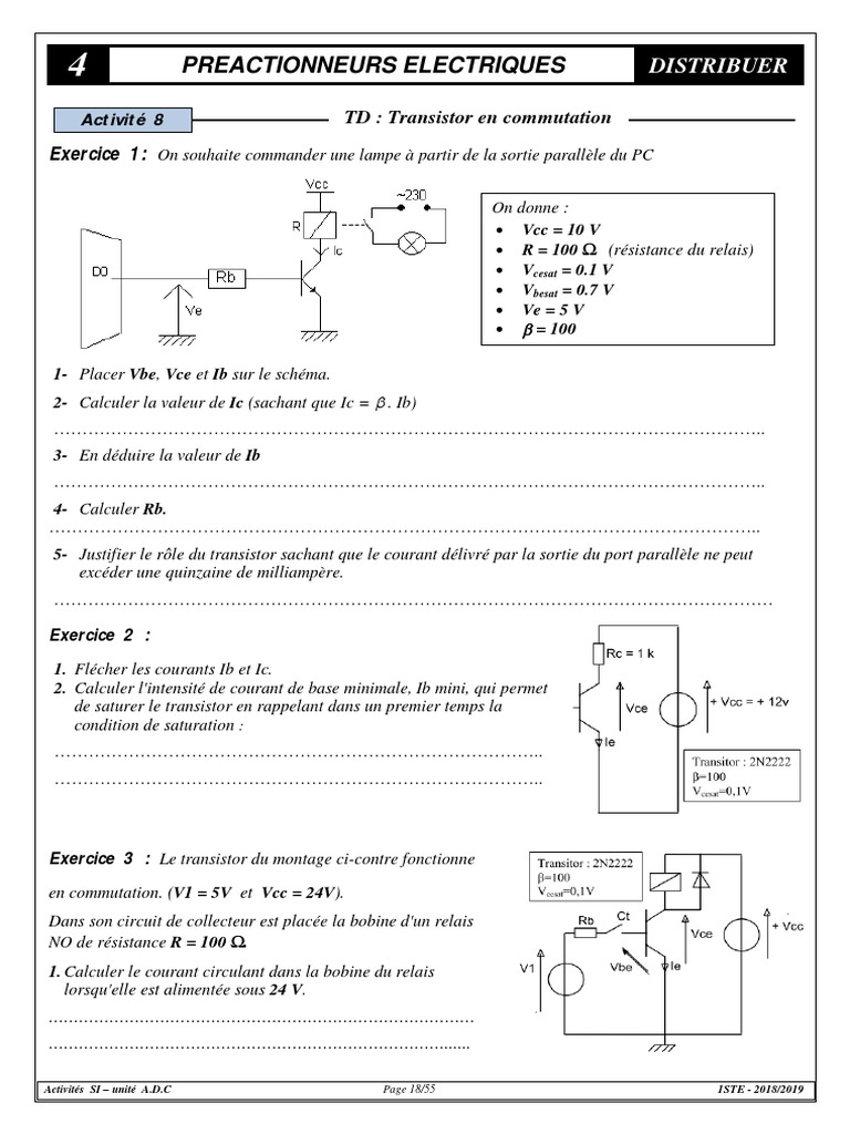 Fonction Distribuer Preactionneurs Electriques Exercices | PDF ...