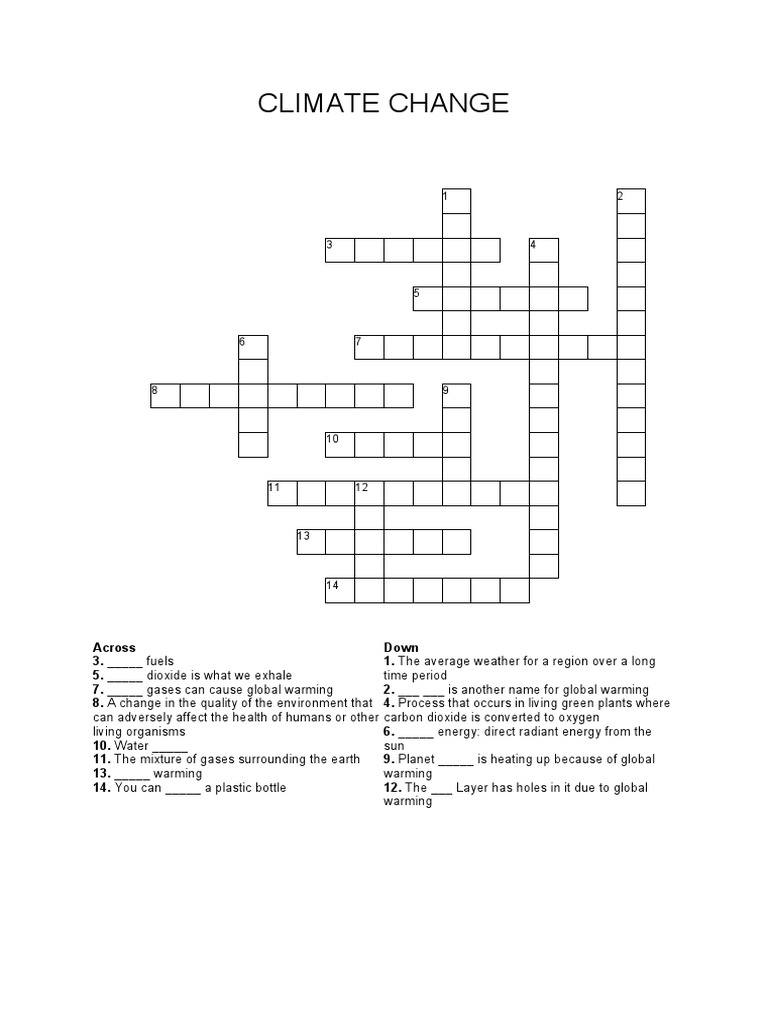 Climate Change Crossword Puzzle | PDF | Technology & Engineering