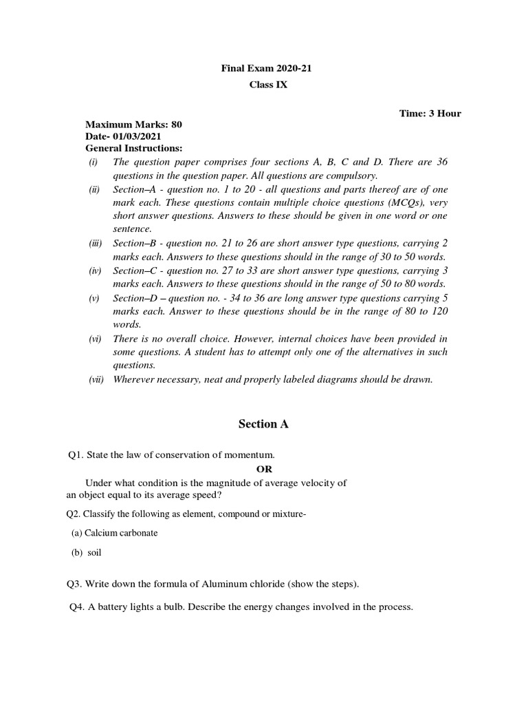 STD 9th Final Exam Science | PDF | Potential Energy | Kinetic Energy