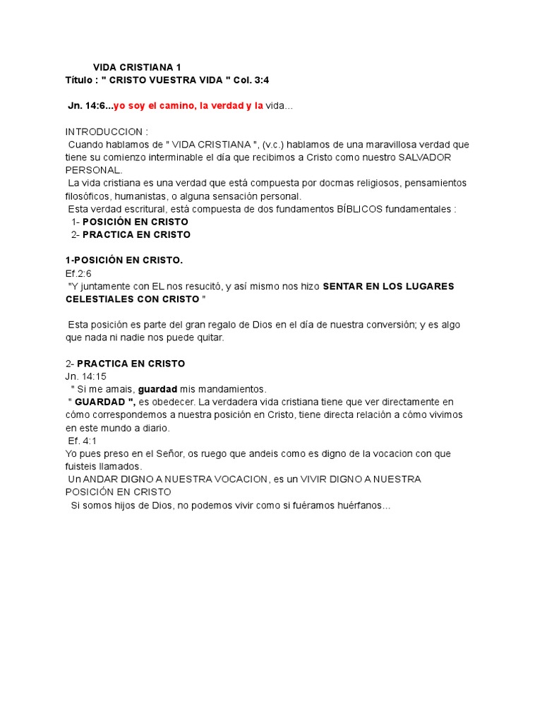 Vida Cristiana | PDF | Cristo (título) | Salvación