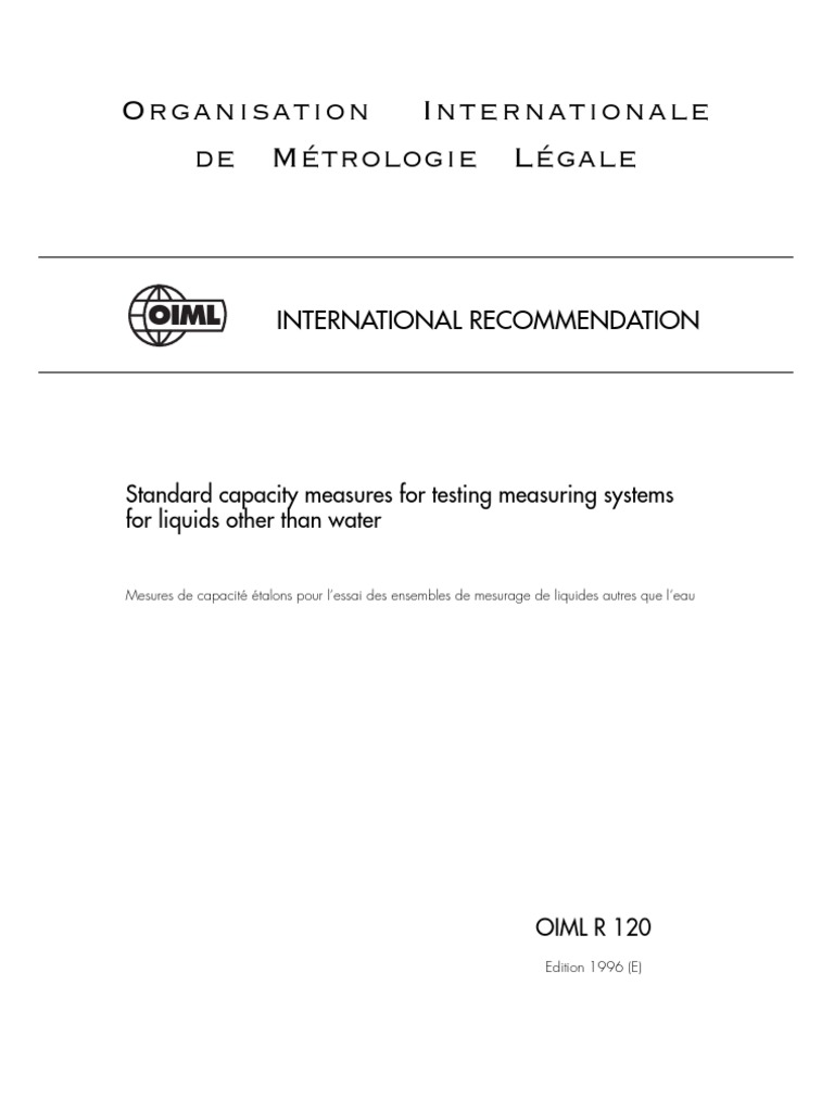 OIML R 120: Liquid Measuring Systems Testing | PDF | Calibration ...