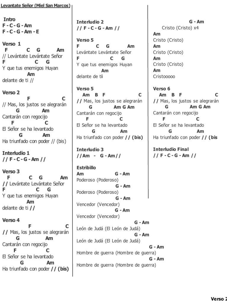 Acordes y letra: Levántate Señor | PDF