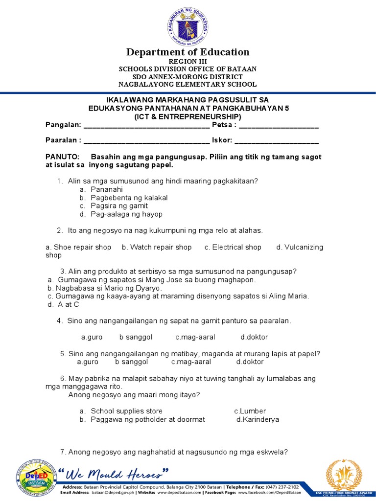 EPP 5 - 2nd Quarter | PDF