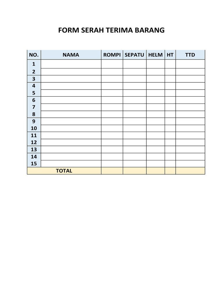 Form Serah Terima Barang | PDF