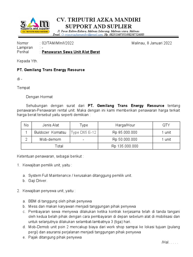 Penawaran 8 Januari 2022 | PDF | Bisnis | Pengelolaan Keuangan & Uang