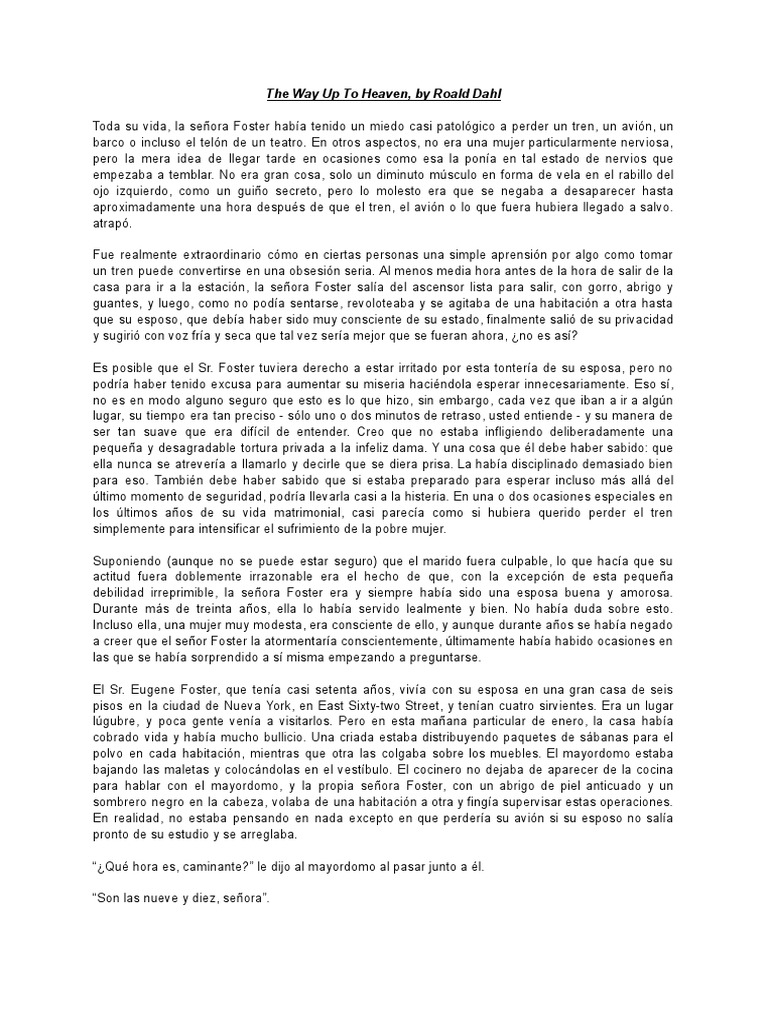 The Way Up To Heaven, by Roald Dahl | PDF