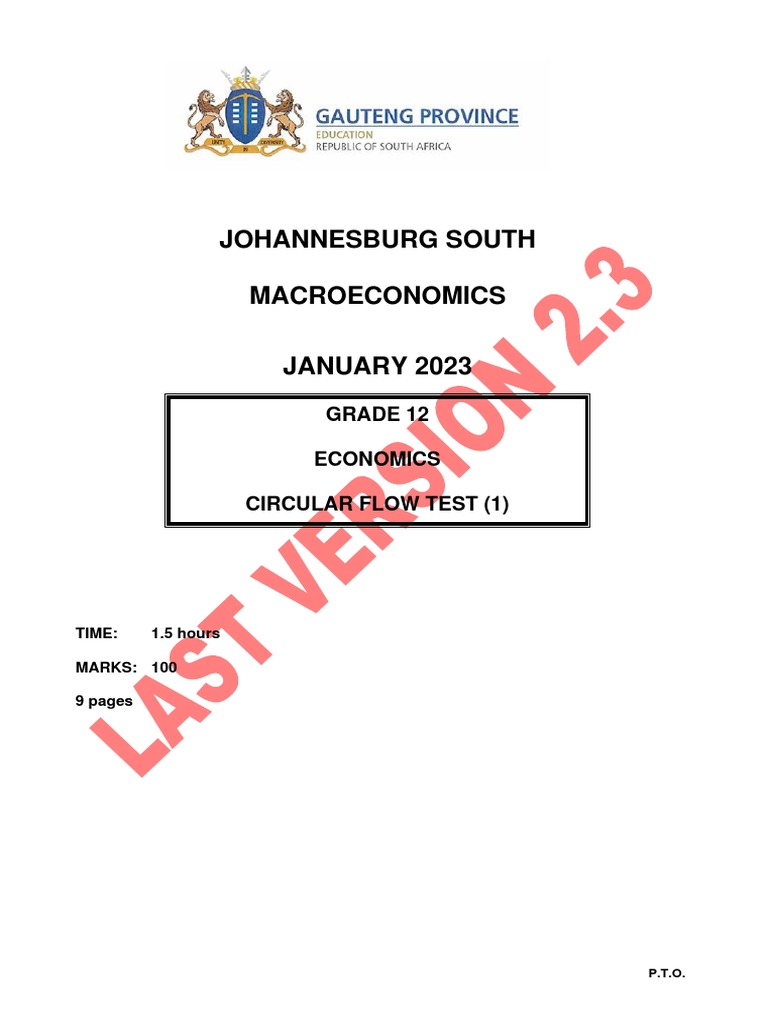 Grade 12 Circular Flow Test 2023 | PDF | Gross Domestic Product ...