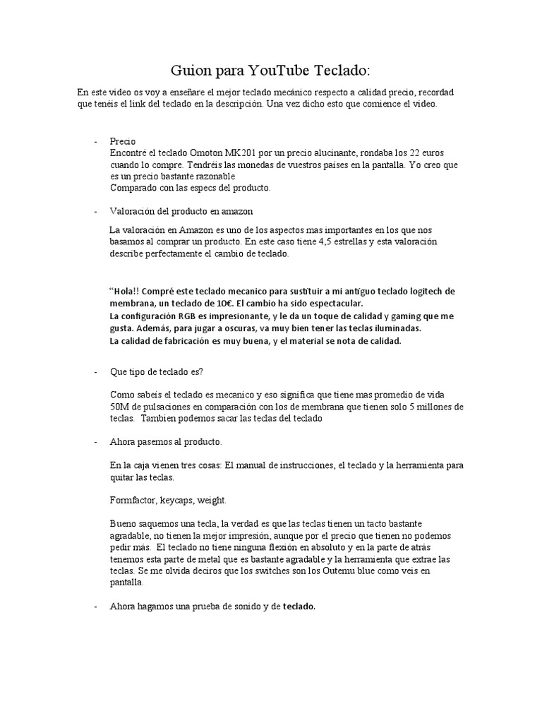 Análisis del Teclado Omoton MK201 | PDF | Teclado