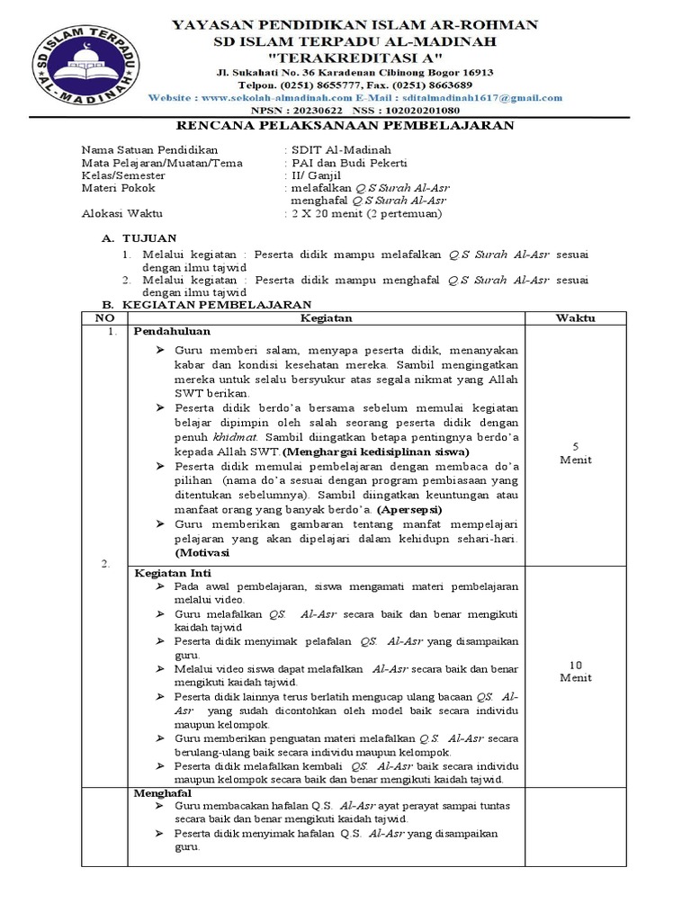 Format RPP Daring Pai Genap | PDF