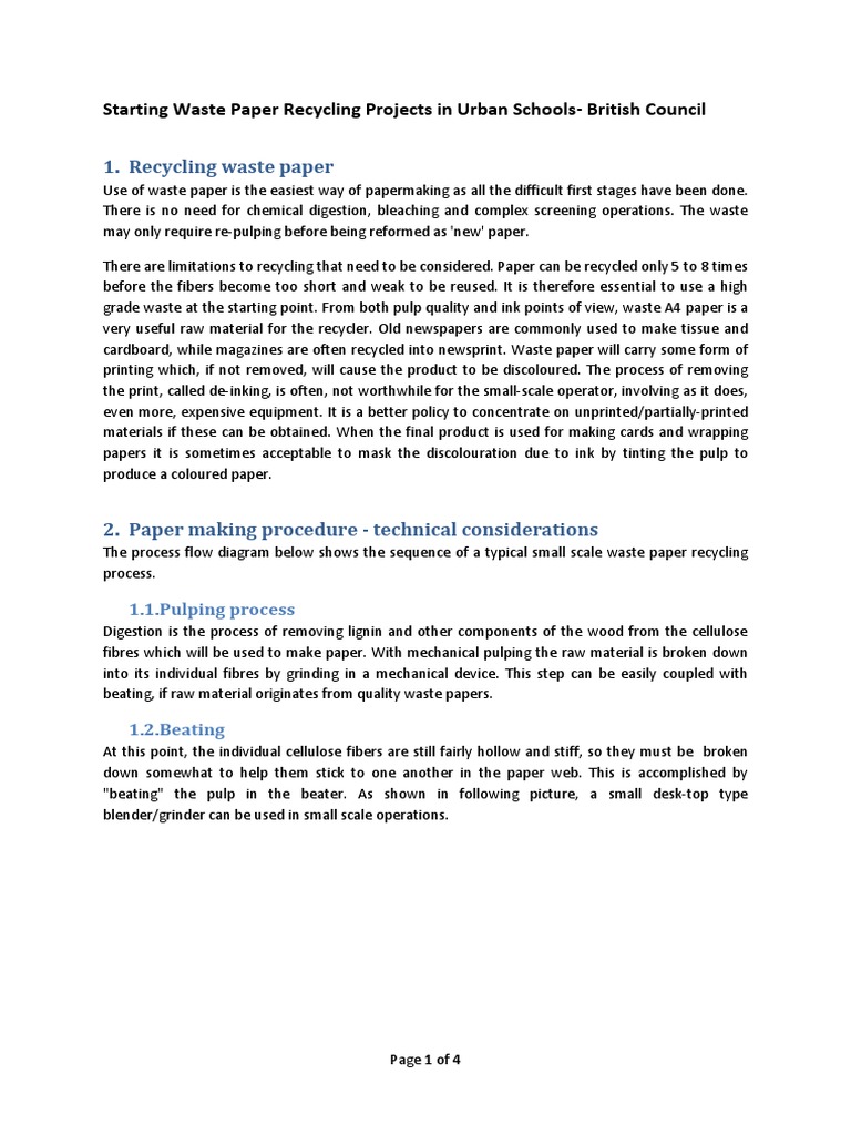 Waste Paper Recycling Projects | PDF | Paper | Pulp (Paper)