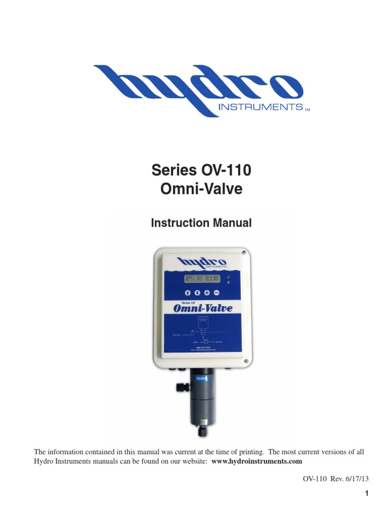 OV-110 Omni-Valve Manual | PDF | Valve | Flow Measurement