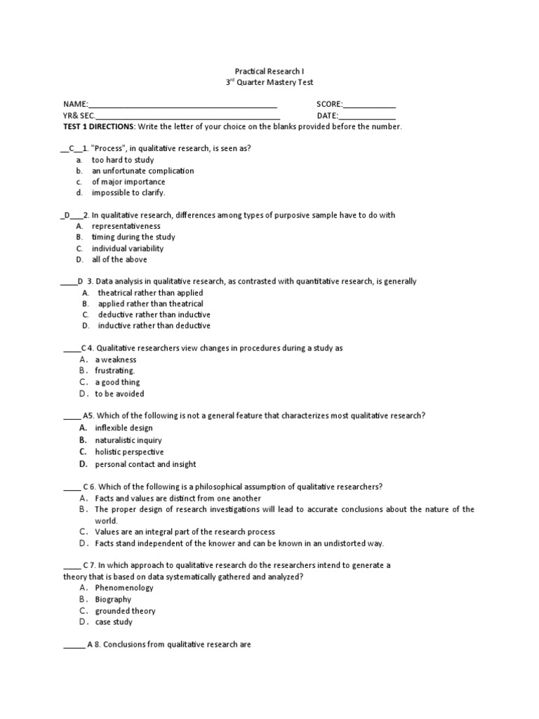 Mastery Test 3rd - 4th Quarter | PDF | Sampling (Statistics ...