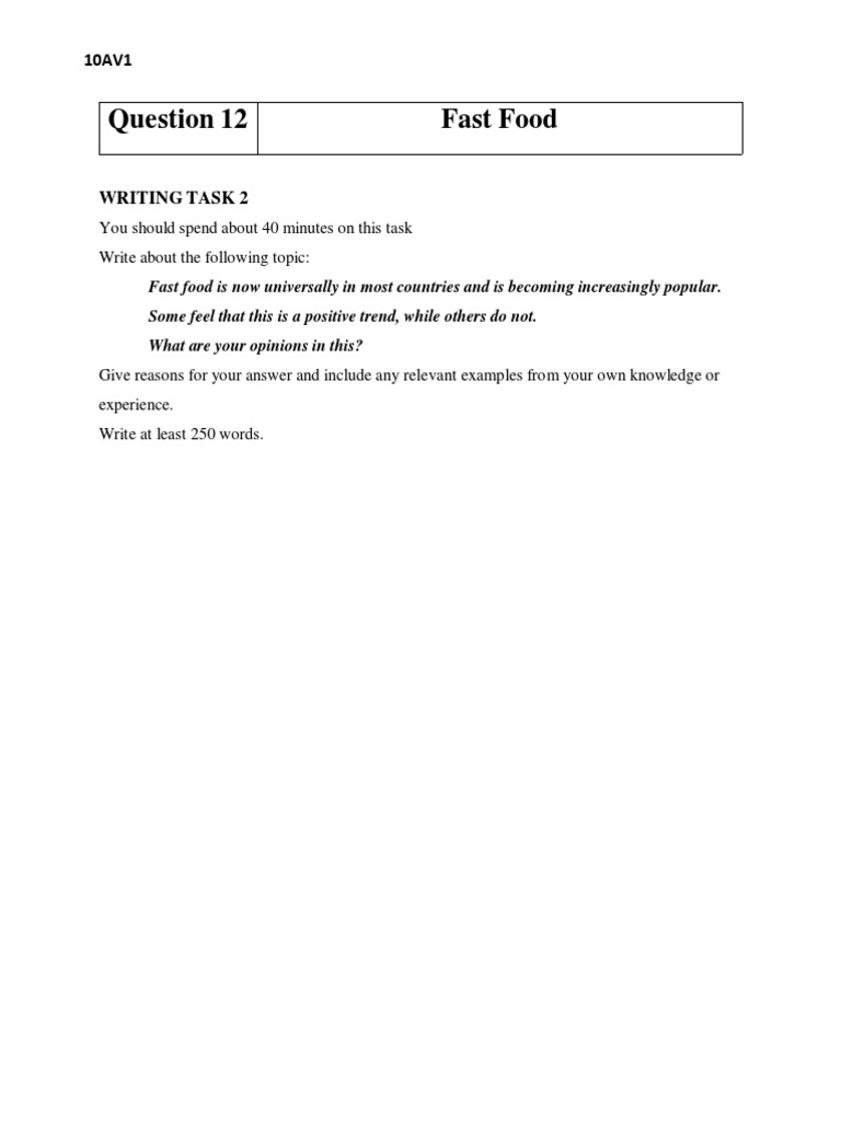 Ielts - Opinion - Fast Food - 1 | PDF | Fast Food | Mc Donald's