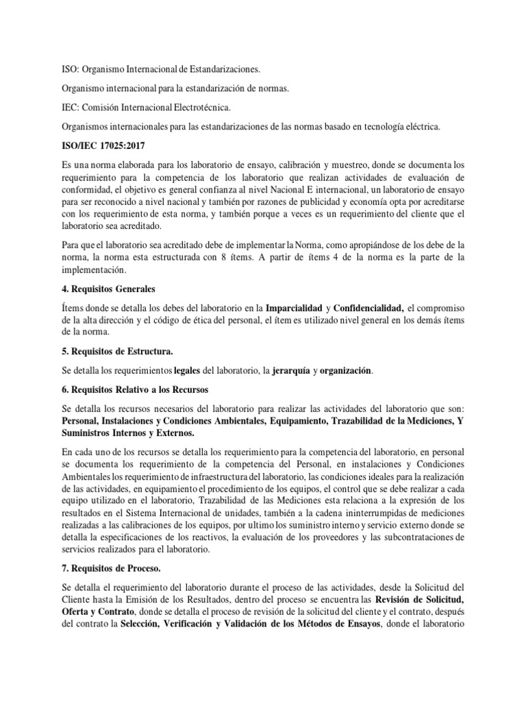 Resumen de Iso 17025 | PDF | Laboratorios | Calidad (comercial)