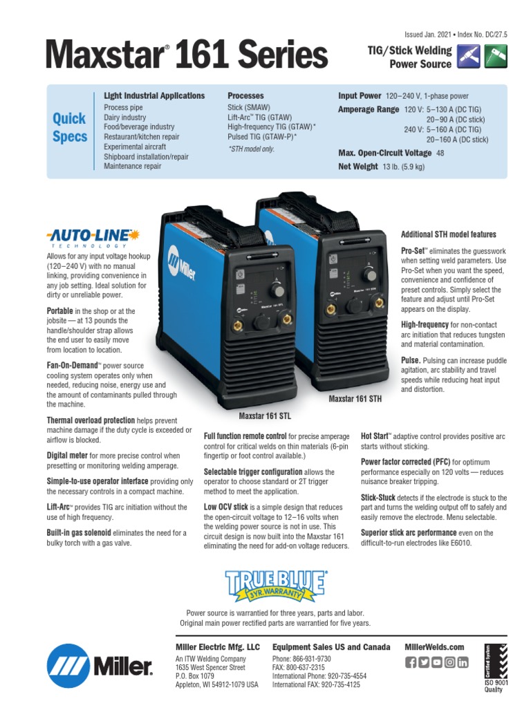 DC275 Maxstar 161 Series English | PDF | Welding | Construction