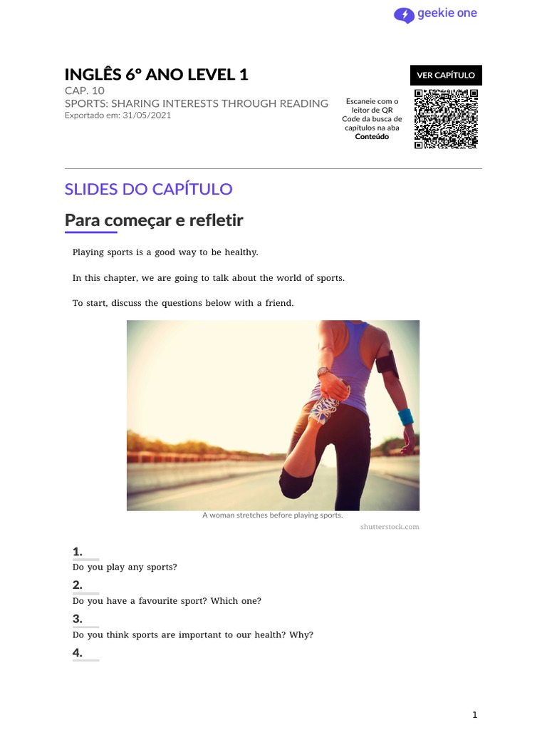 Geekie One - EF - Mistas - Inglês 6º Ano Level 1 - Cap. 10 - Sports ...