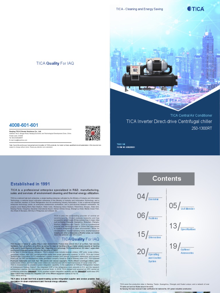 TICA Inverter Direct-Drive Centrifugal Chiller | PDF | Electric Motor | Energy Technology
