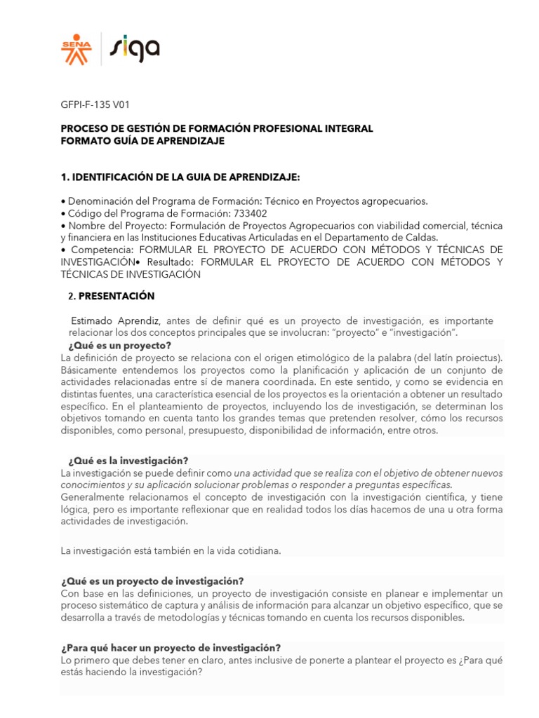 Gfpi-F-019 - Guia - de - Aprendizaje Formular El Proyecto 1 Sesion | PDF | Aprendizaje | Cliente