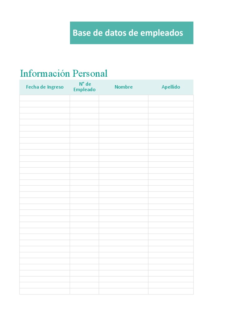 Planilla-De-Excel-Base-De-Datos-Empleados Jugar | PDF
