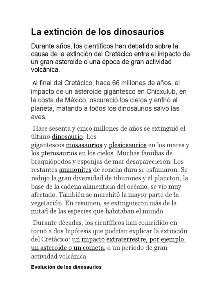 Extinción y Evolución de Dinosaurios | PDF | Dinosaurios | Cretáceo
